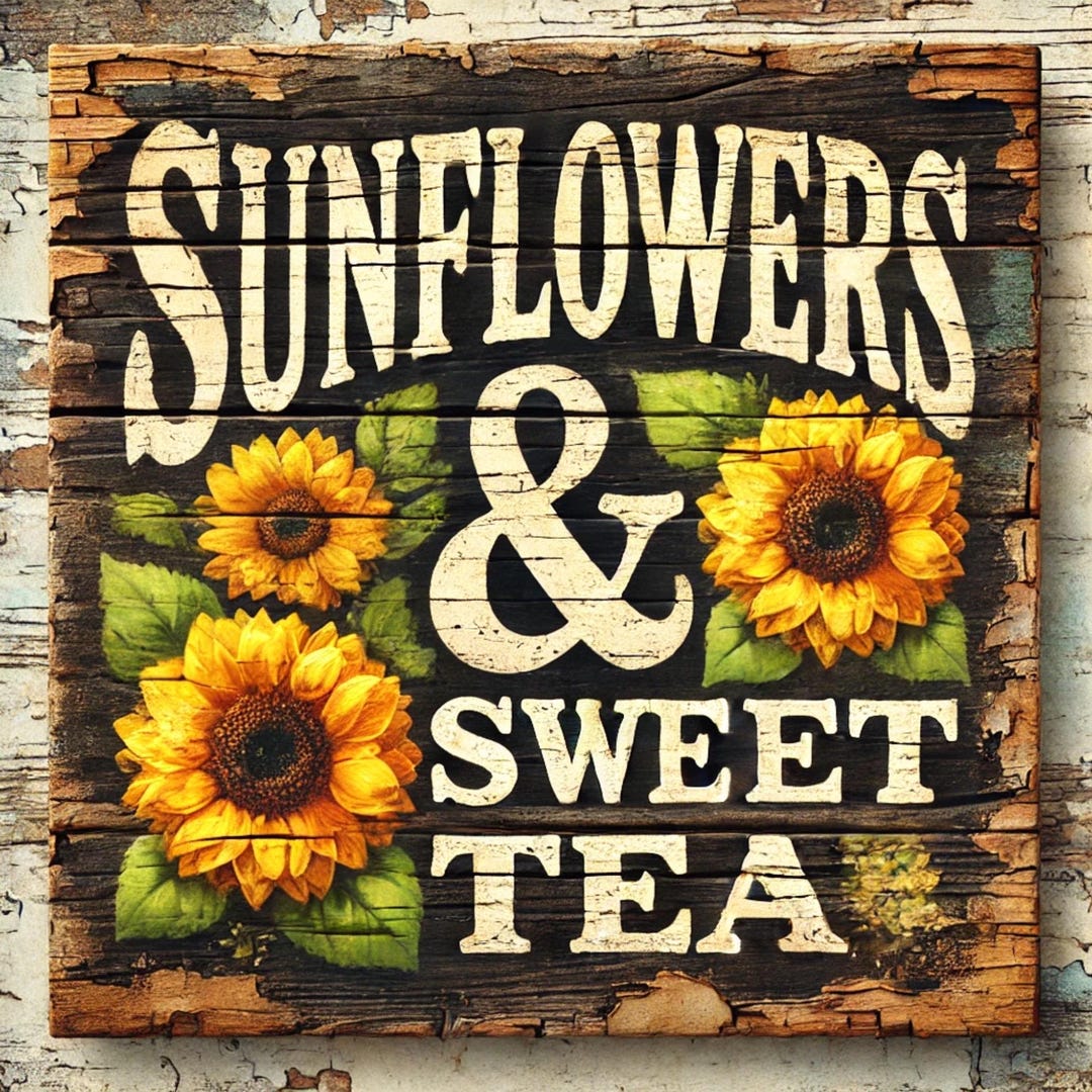 Sunflowers and Sweet Tea Metal Sign, Rustic Farmhouse Summer Decor ...