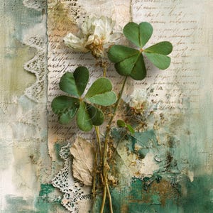 Vintage Shamrock Wall Art | Irish Collage Print With Lace & Script ...