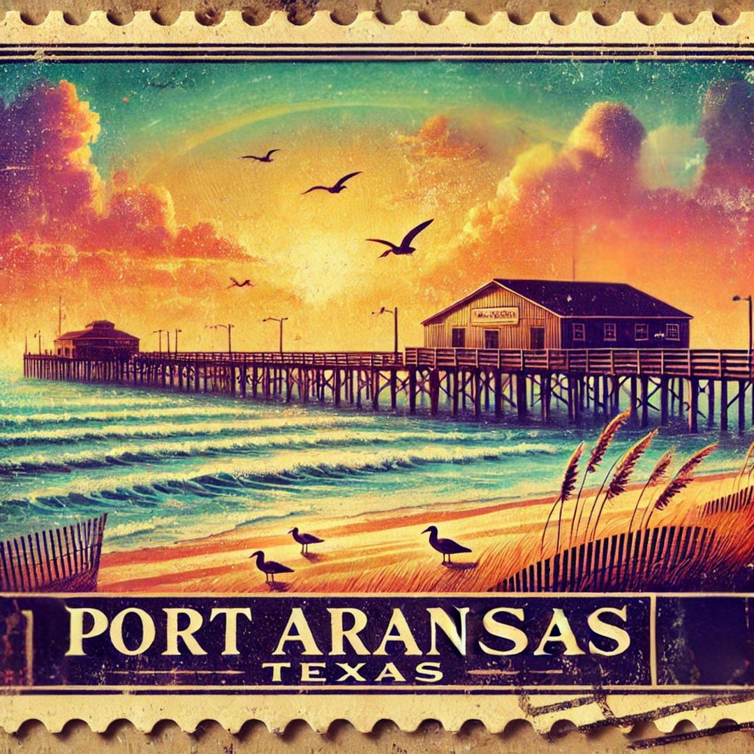 Port Aransas Texas Beach Sign, Coastal Home Decor, Ocean Pier Wall Art ...