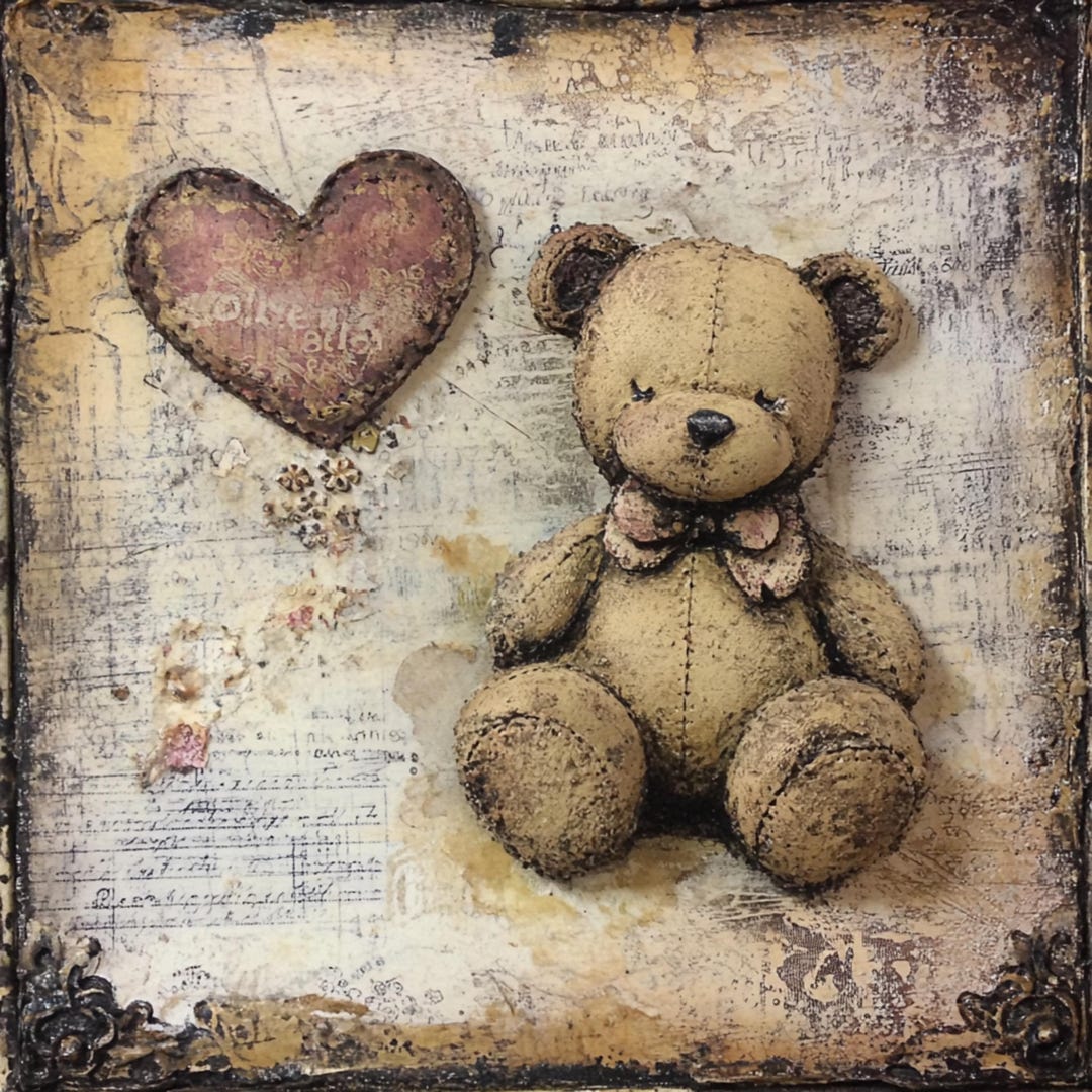 Rustic Teddy Bear With Heart Sublimated Aluminum Valentine Sign ...
