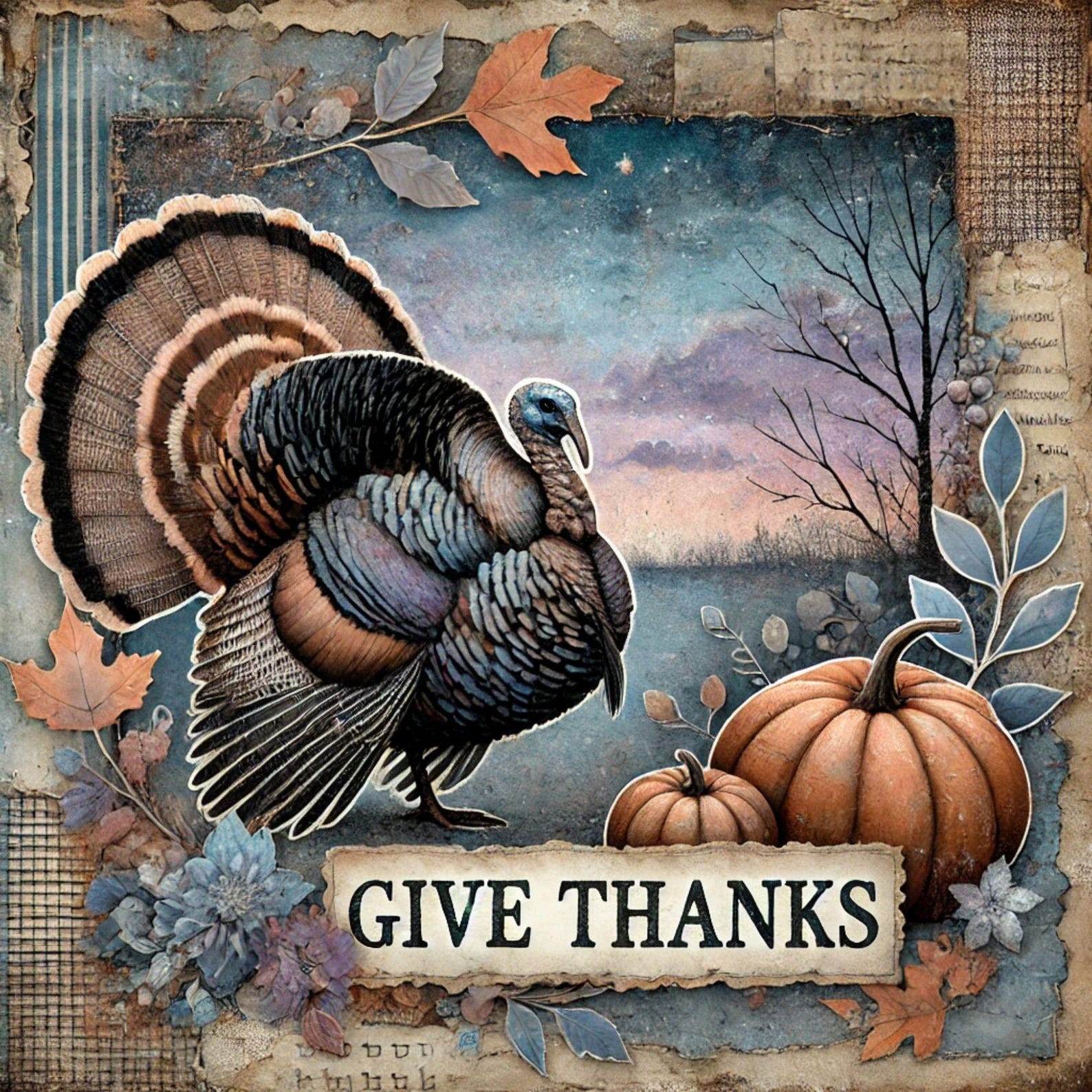 Give Thanks Thanksgiving Sign, Rustic Turkey Aluminum Wall Art, 10x10 ...