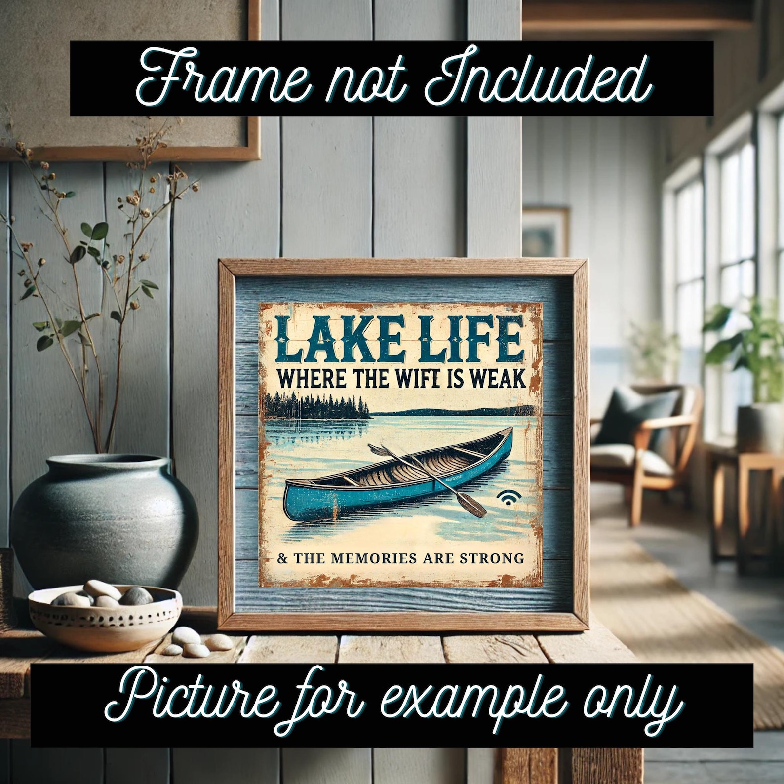 Lake Life Aluminum Sign, Rustic Cabin Decor, Wifi Weak Sign, Summer ...