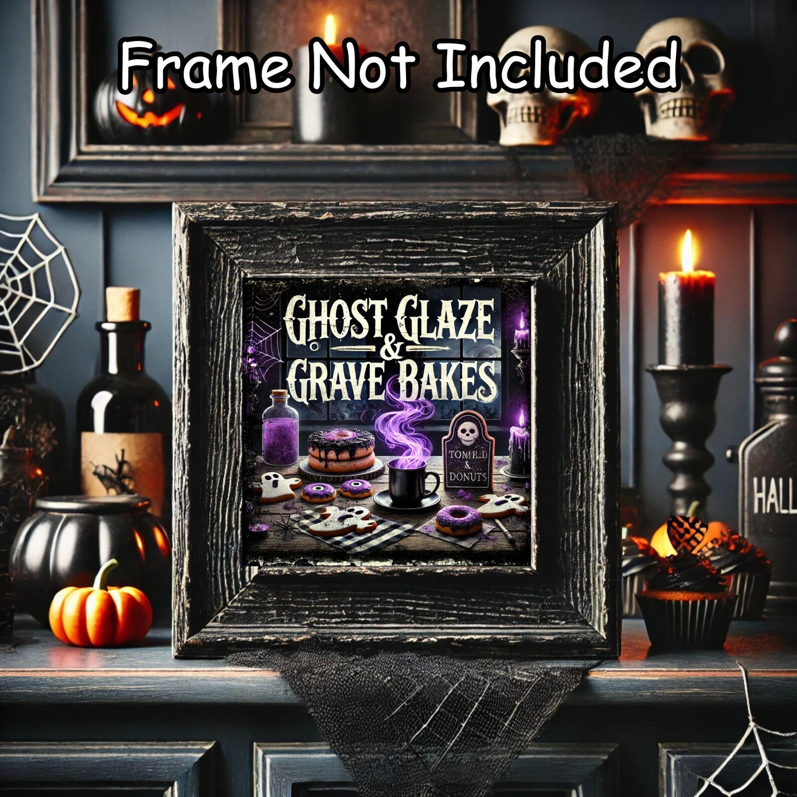 Halloween Donut Kitchen Sign 10x10 – Ghost Glaze & Grave Bakes Metal Sign, Spooky Bakery Decor ...
