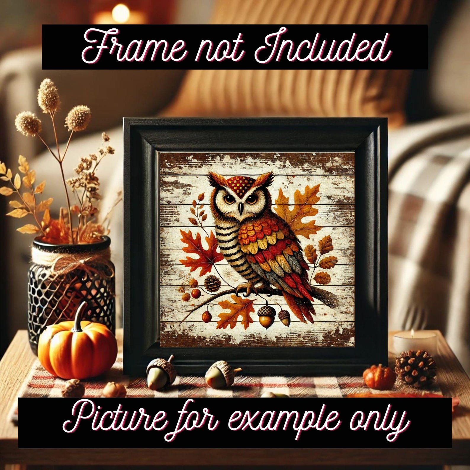 Rustic Owl Fall Sign – 10x10 Sublimated Aluminum Autumn Decor ...