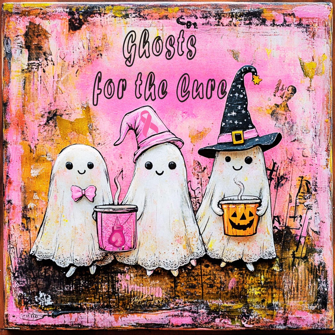Ghosts for the Cure Sign, Pink Halloween Breast Cancer Awareness Decor ...