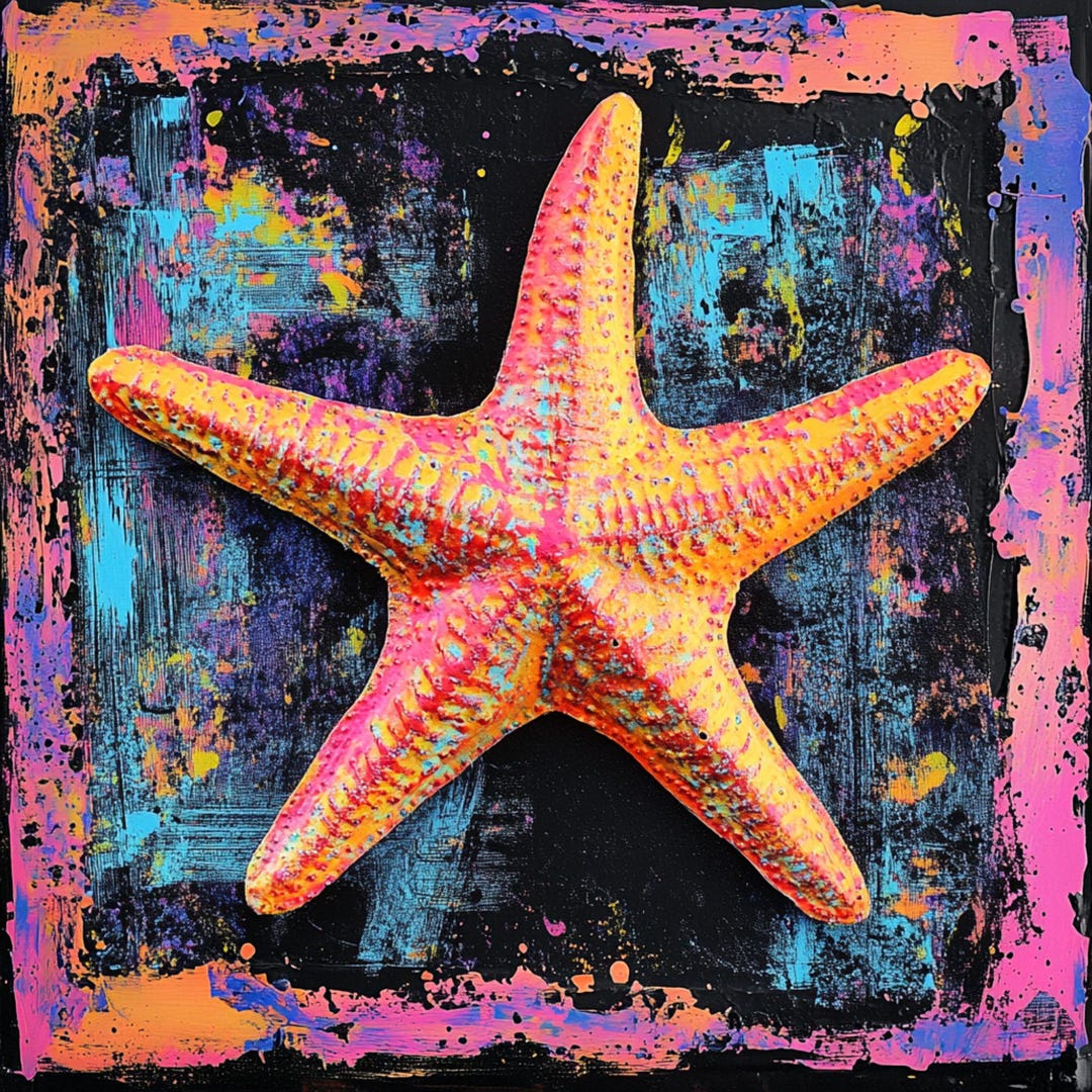 Neon Starfish Metal Wall Art – Tropical Beach House Decor - Etsy