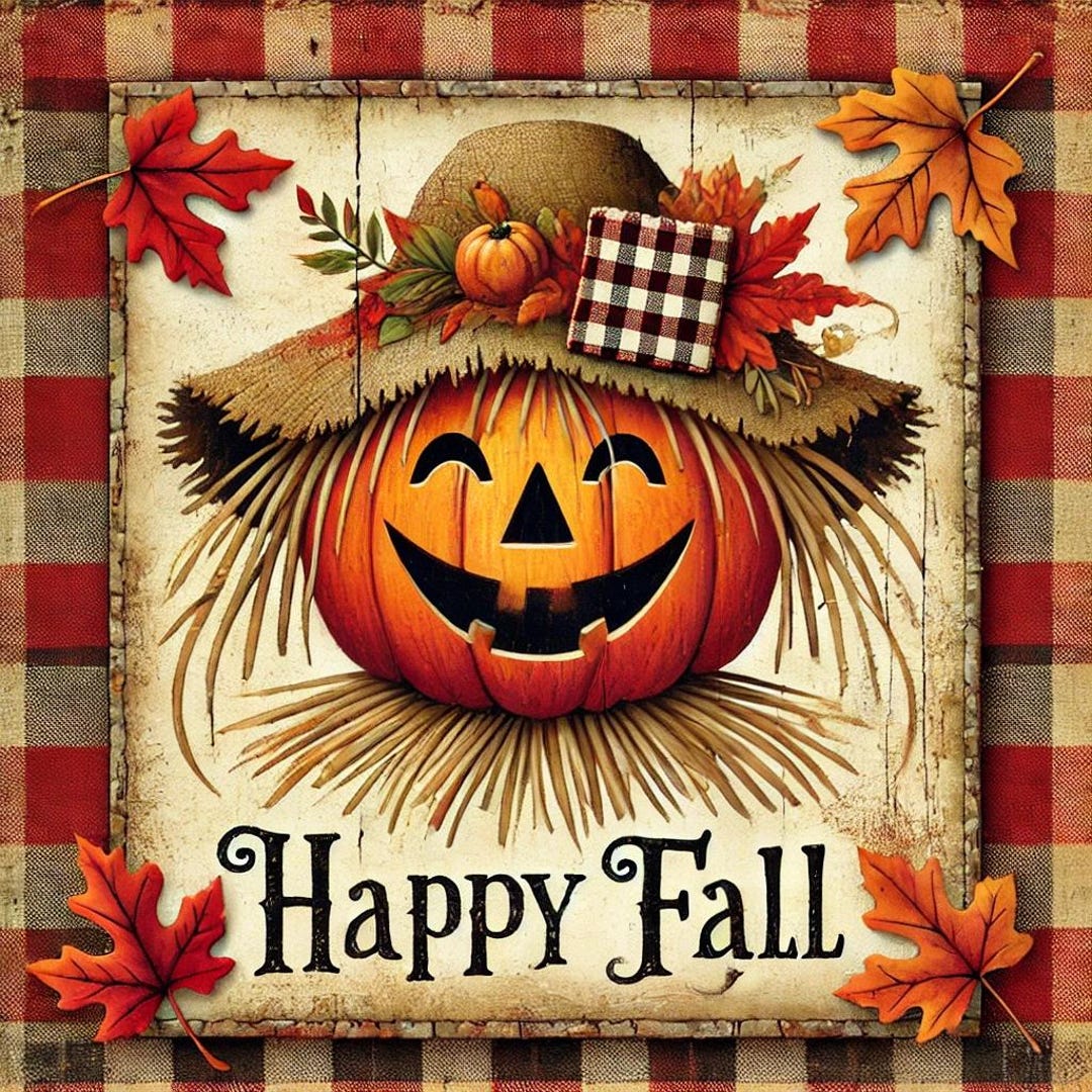 Happy Fall Pumpkin Sign, 10x10 Aluminum Autumn Decor, Rustic Jack-o ...