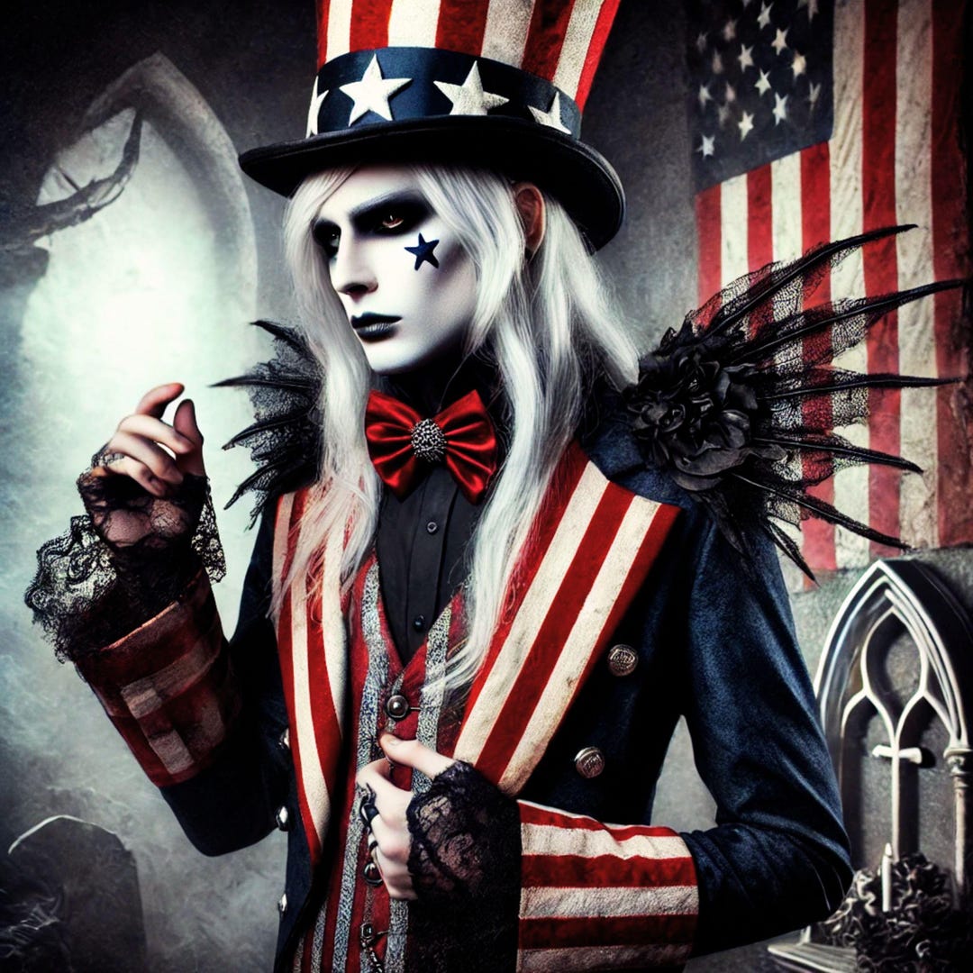 Gothic Patriotic Wall Sign – Uncle Sam Skull Decor, 4th of July Dark ...