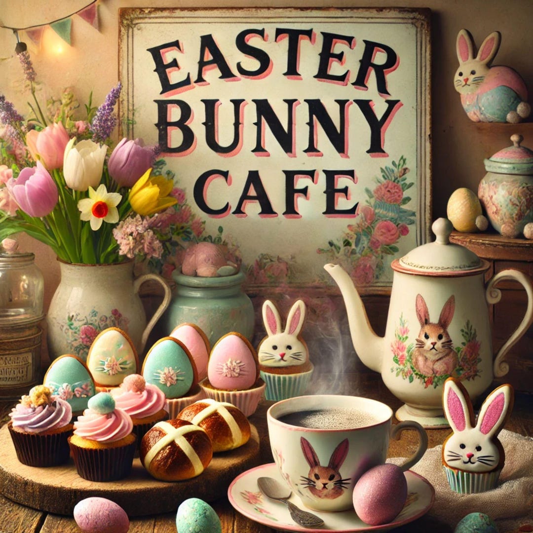 Easter Bunny Café Metal Sign – Vintage Farmhouse Spring Kitchen Decor ...