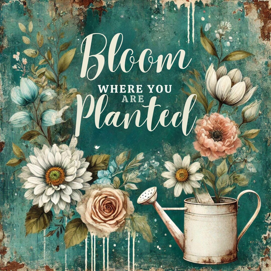 Bloom Where You Are Planted Aluminum Sign – Rustic Floral Wall Art ...