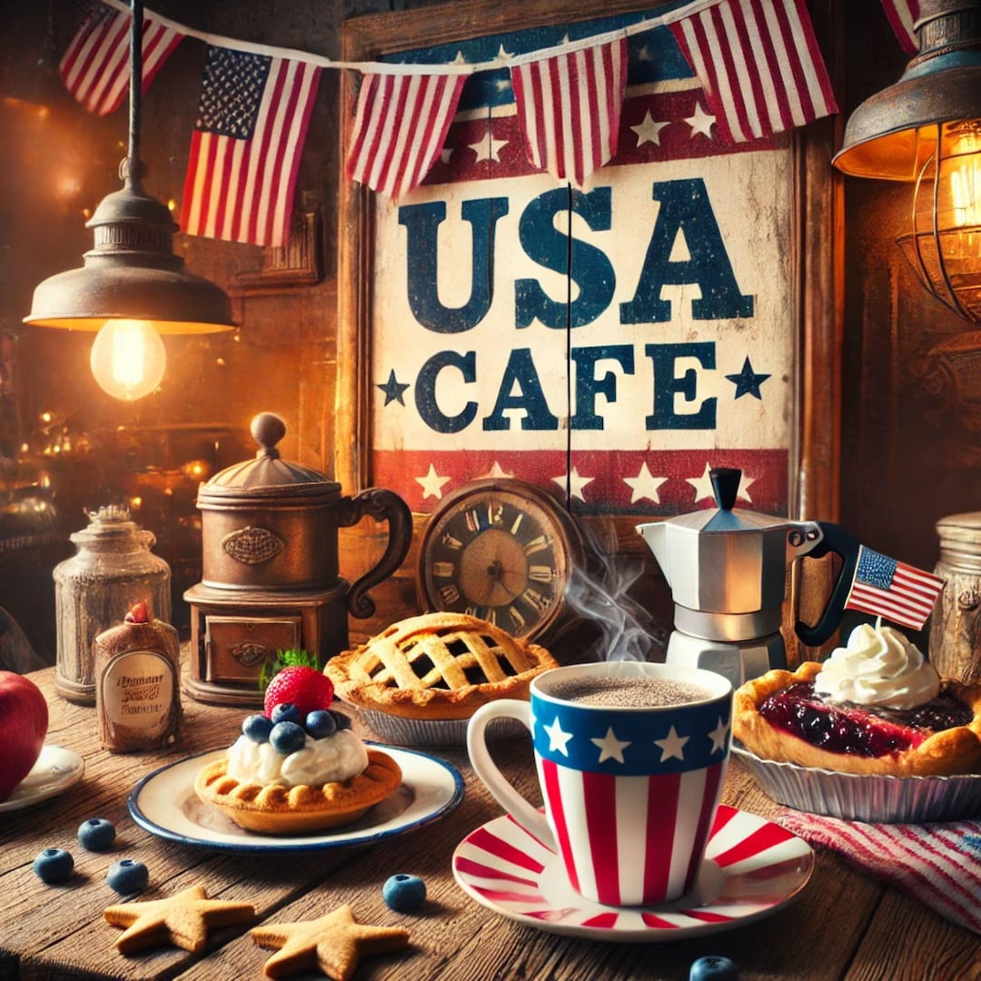 USA Café Vintage Metal Sign – Retro American Diner Decor, Rustic ...