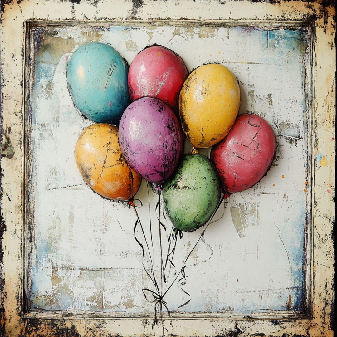 Rustic Balloon Aluminum Sign – Vintage Colorful Party Wall Art ...