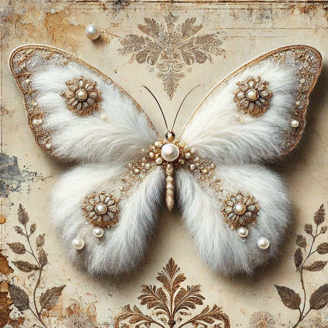 Vintage Butterfly Metal Sign, Pearl Embellished Wall Decor (10x10 ...