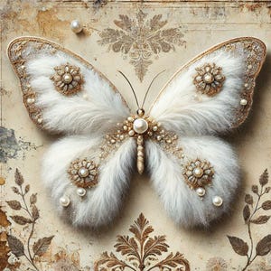 Vintage Butterfly Metal Sign, Pearl Embellished Wall Decor (10x10 ...