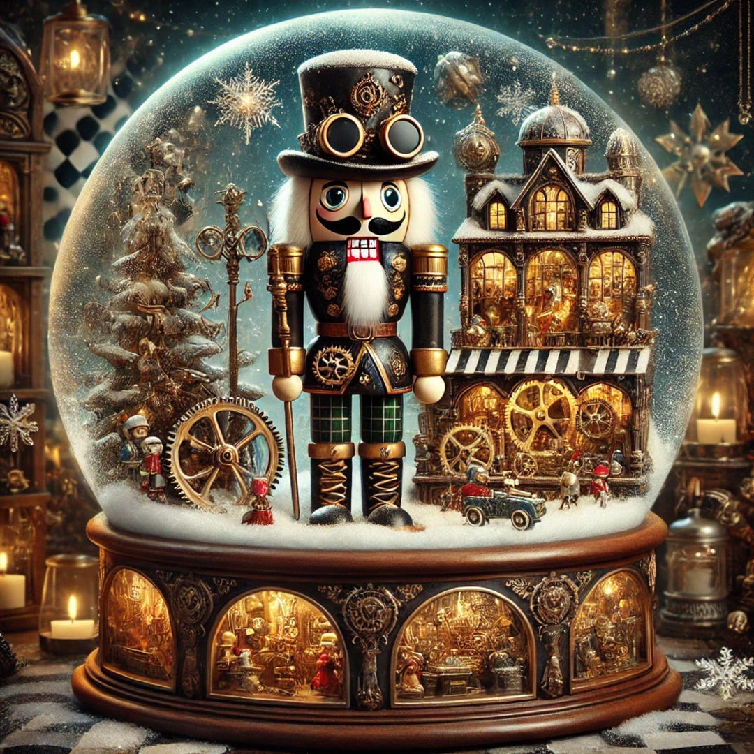 Steampunk Nutcracker Christmas Sign – 10x10 Metal Wall Decor, Snow ...