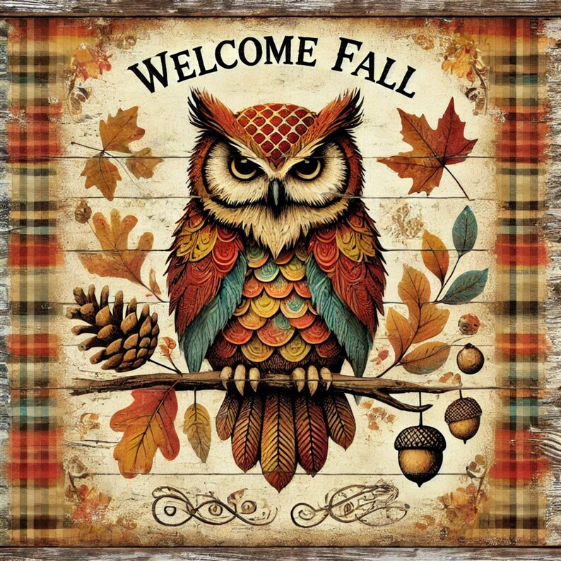 Rustic Owl Fall Sign Sublimation Sign – Autumn Pumpkin Decor, Blessings ...