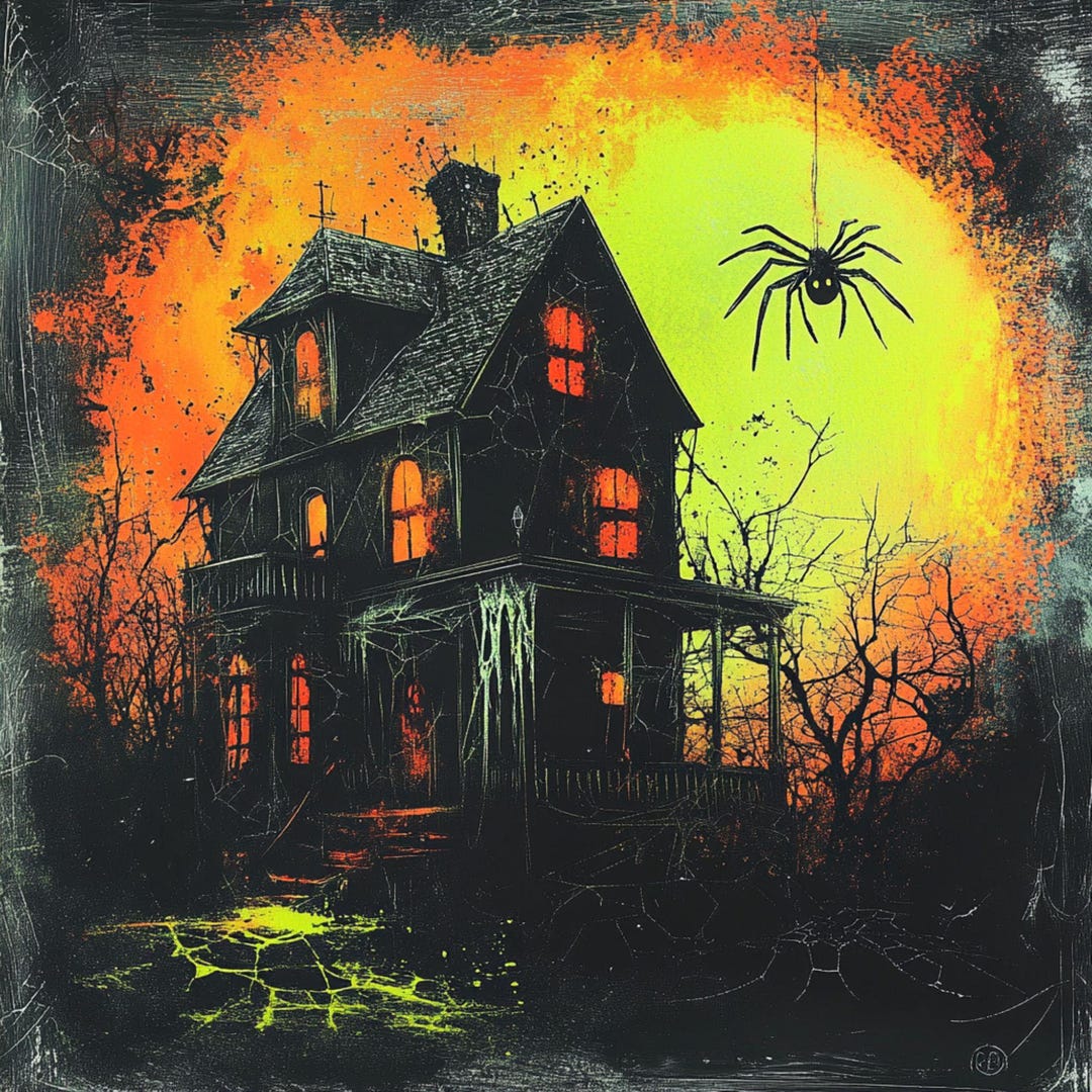 Spooky Haunted House Metal Sign – Vintage Halloween Wall Decor - Etsy