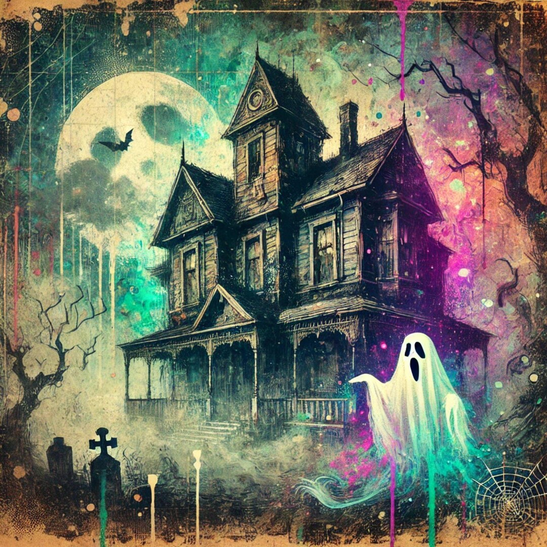 Haunted House Aluminum Sign, Spooky Halloween Wall Art, Gothic Horror ...