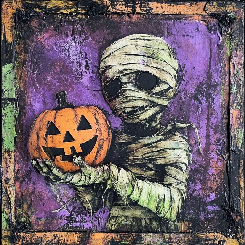Gothic Mummy Sign, Creepy Halloween Wall Art, Jack O Lantern Home Decor ...