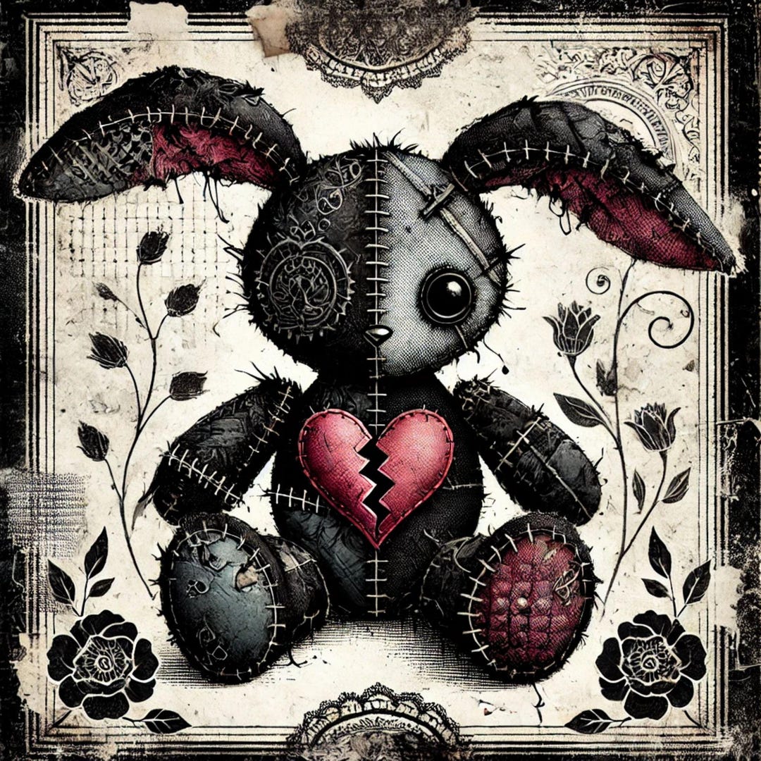 Gothic Horror Bunny Aluminum Sign, Creepy Plush Rabbit Decor, Dark ...