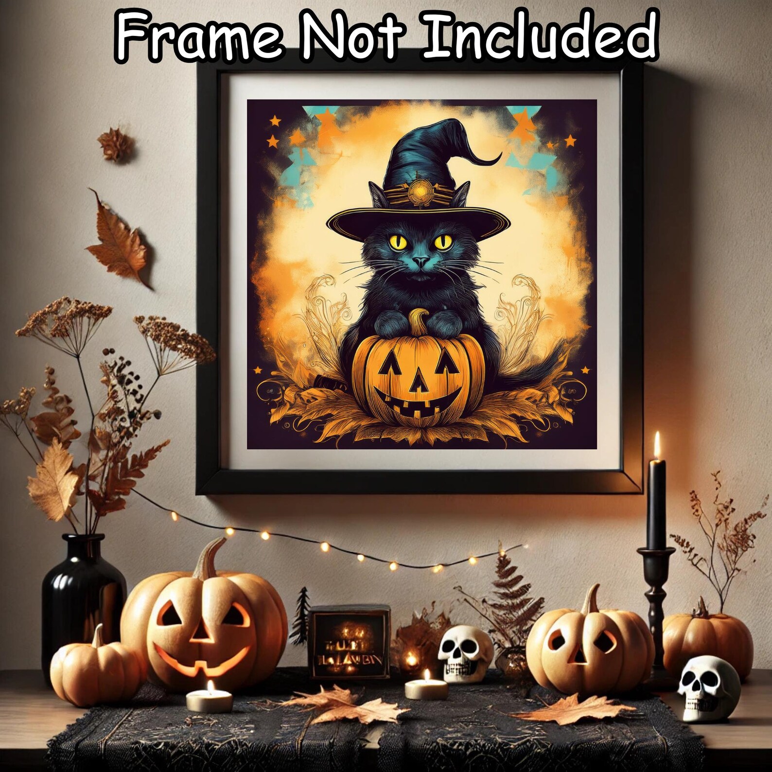 Black Cat Witch Hat Halloween Aluminum Sign, Spooky Gothic Decor - Etsy