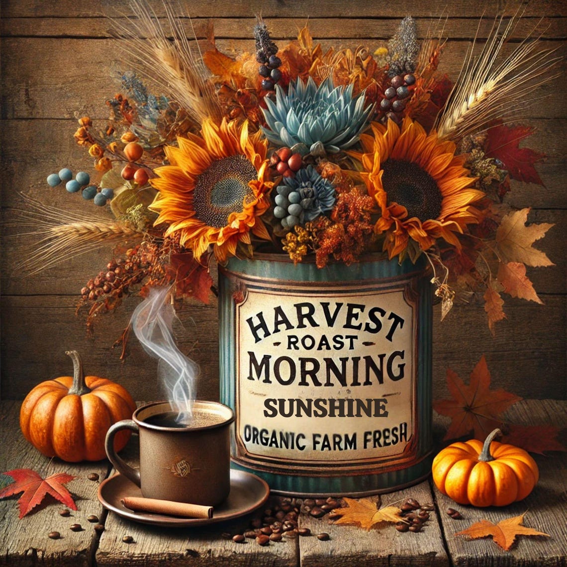 Farmhouse Fall Coffee Sign, Harvest Morning Sunshine Wall Decor, Autumn ...