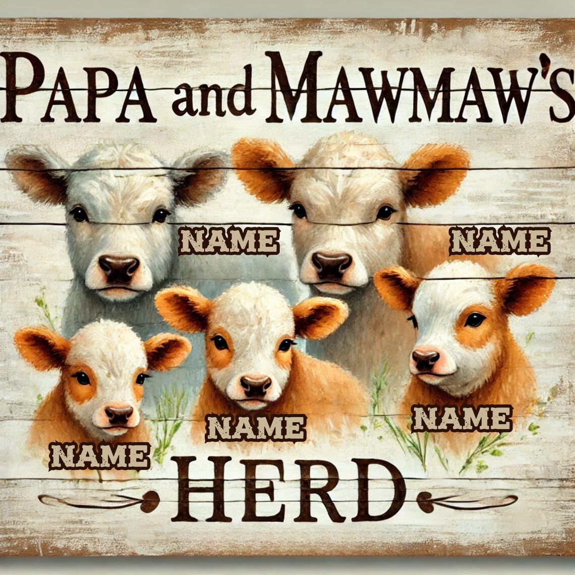 Custom Papa and Mawmaw's Cow Herd Sign – Personalized Farmhouse ...