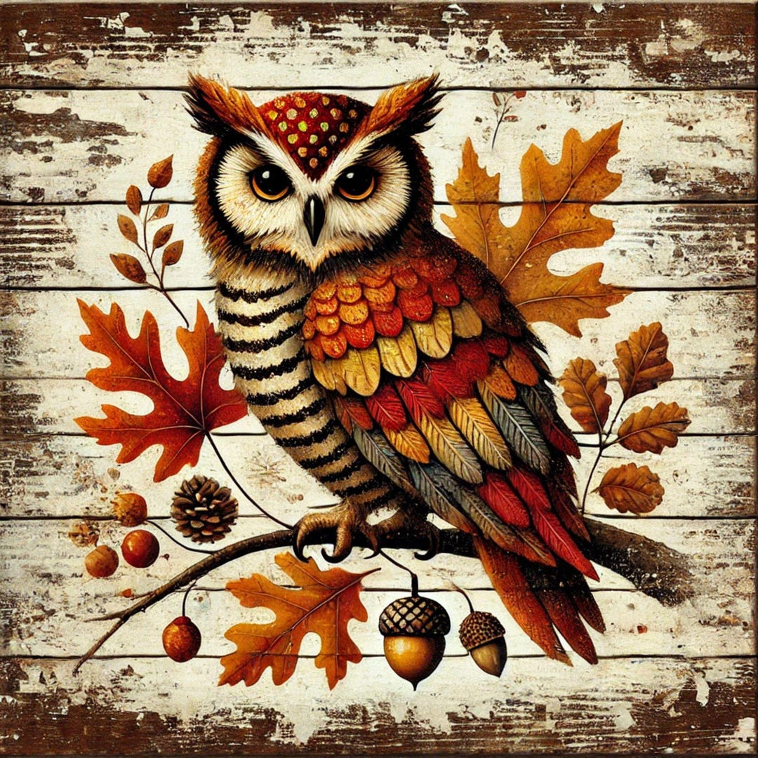 Rustic Owl Fall Sign – 10x10 Sublimated Aluminum Autumn Decor ...