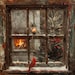 Rustic Winter Window Scene Metal Sign, Cardinal and Christmas Tree Wall ...