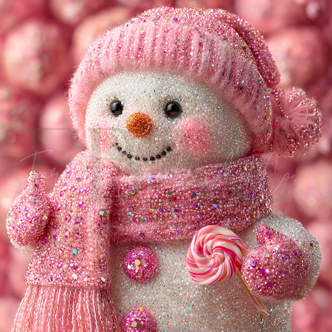 Pink Snowman Christmas Sign – 10x10 Glam Holiday Wall Art, Glitter ...