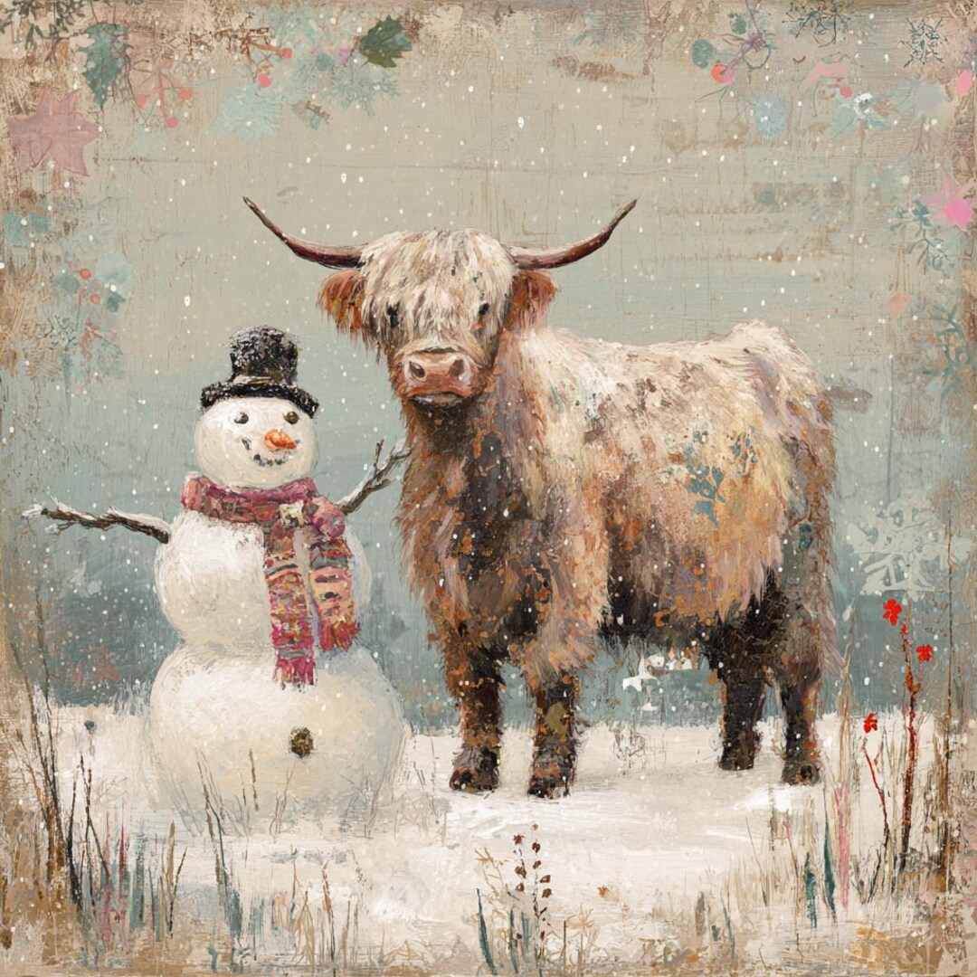 Highland Cow Christmas Sign: Rustic Farmhouse Holiday Wall Art - Etsy