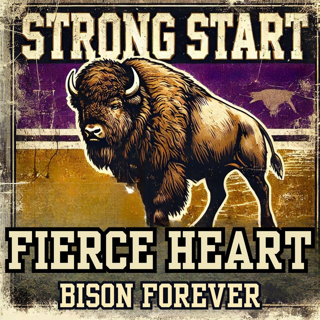 Custom BISON Mascot Sign 10x10 – Strong Start Fierce Heart Wall Art ...