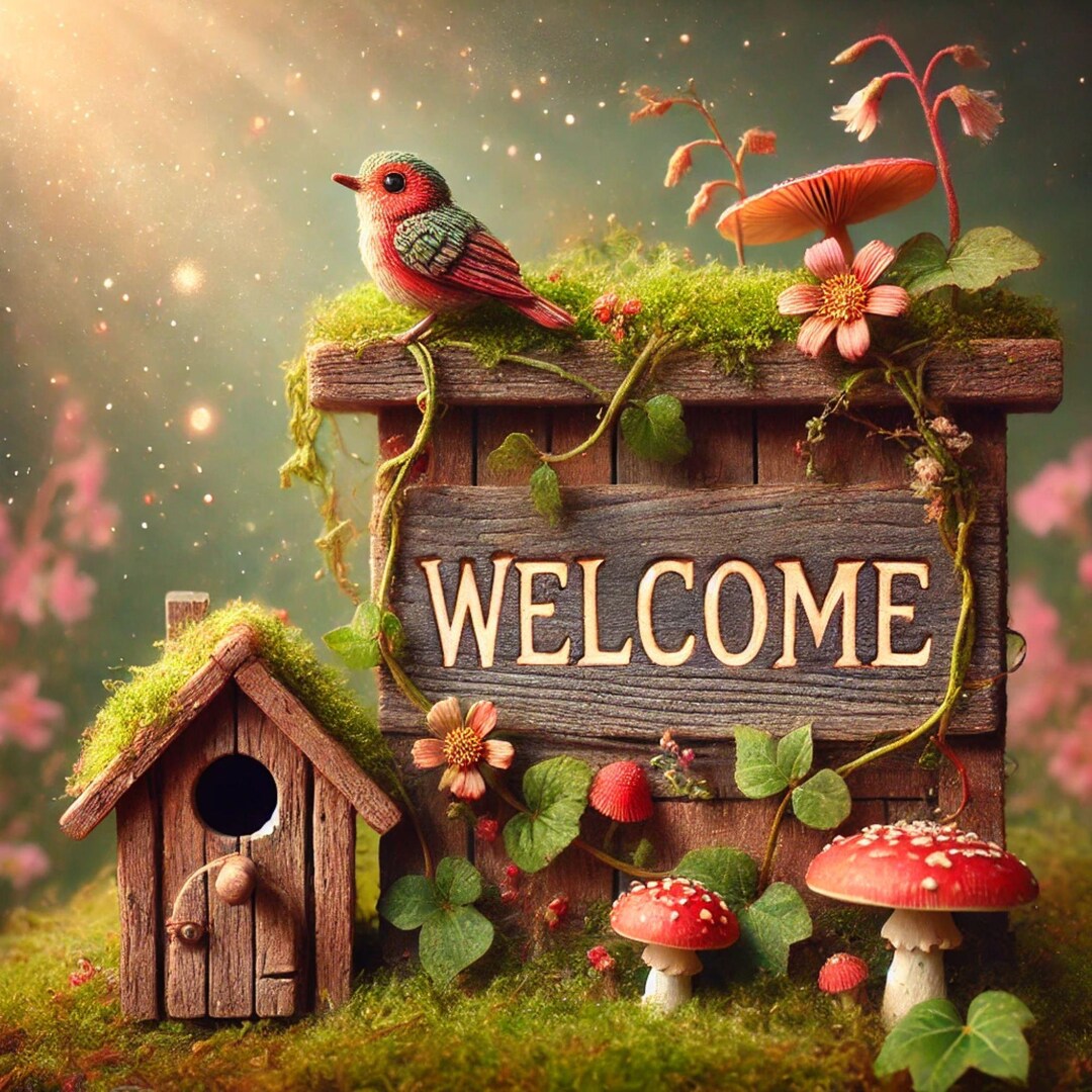 Whimsical Woodland Welcome Sign – 10x10 Aluminum Front Door Sign, Fairy ...