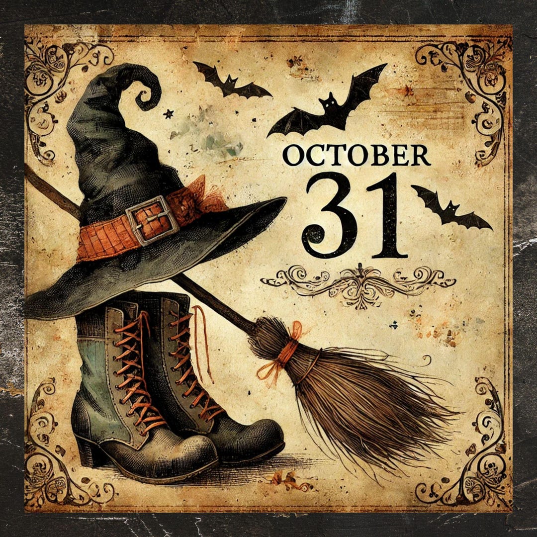 Halloween Witch Metal Sign, October 31 Wall Art, Vintage Halloween ...