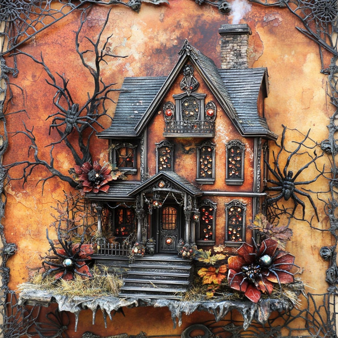 Haunted House Halloween Sign – 10x10 Spooky Mansion Wall Art, Gothic ...