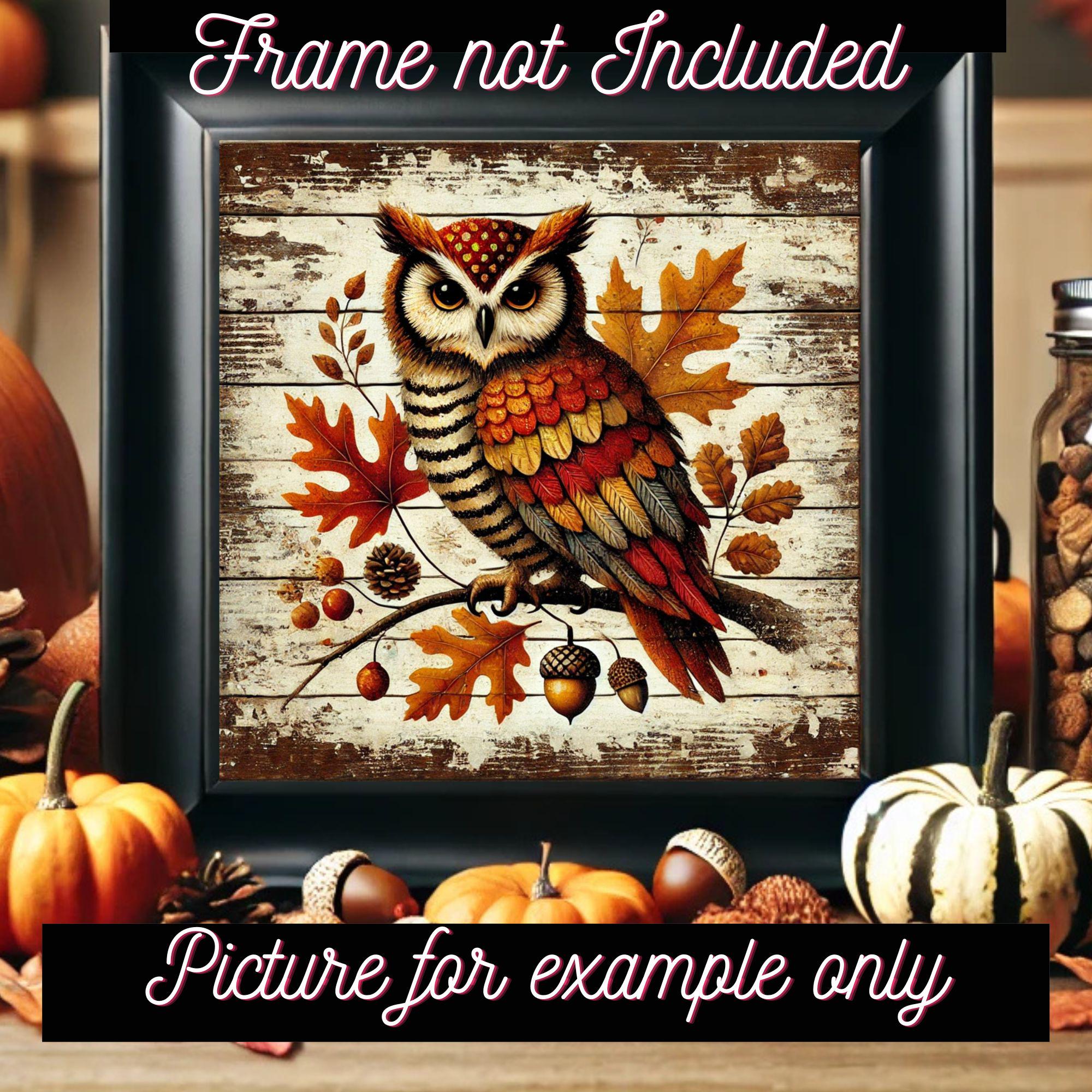 Rustic Owl Fall Sign – 10x10 Sublimated Aluminum Autumn Decor ...