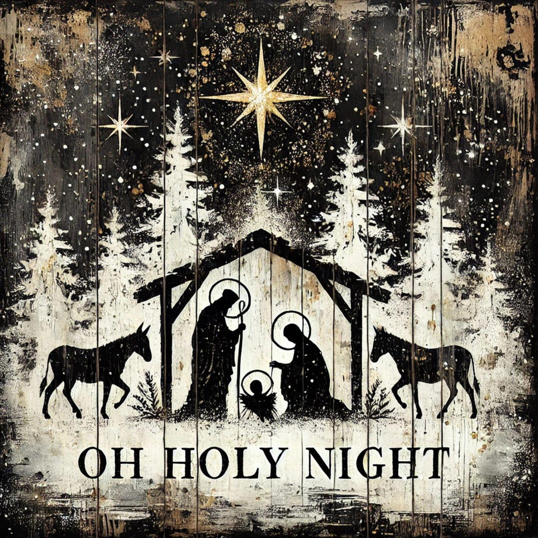 10 X 10 Aluminum 'oh Holy Night' Nativity Sign, Rustic Christmas Craft ...