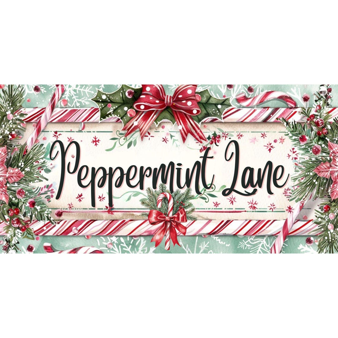 Peppermint Lane Sign – Christmas Candy Cane Décor – 6x12 Aluminum ...