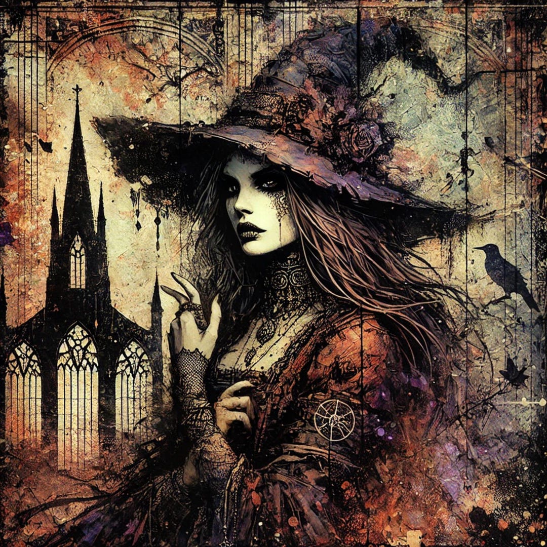 Gothic Witch Aluminum Sign, Halloween Home Decor, Spooky Wall Art ...