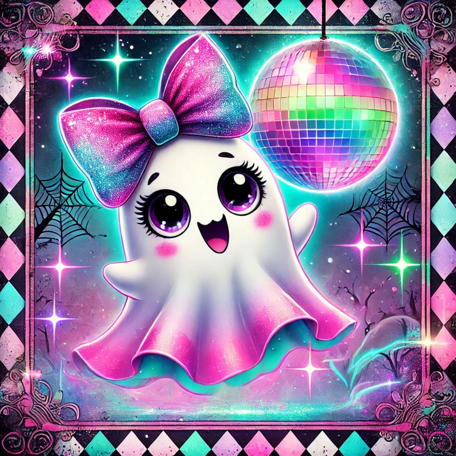 Pastel Goth Ghost Disco Metal Sign, Kawaii Halloween Decor (10x10 ...