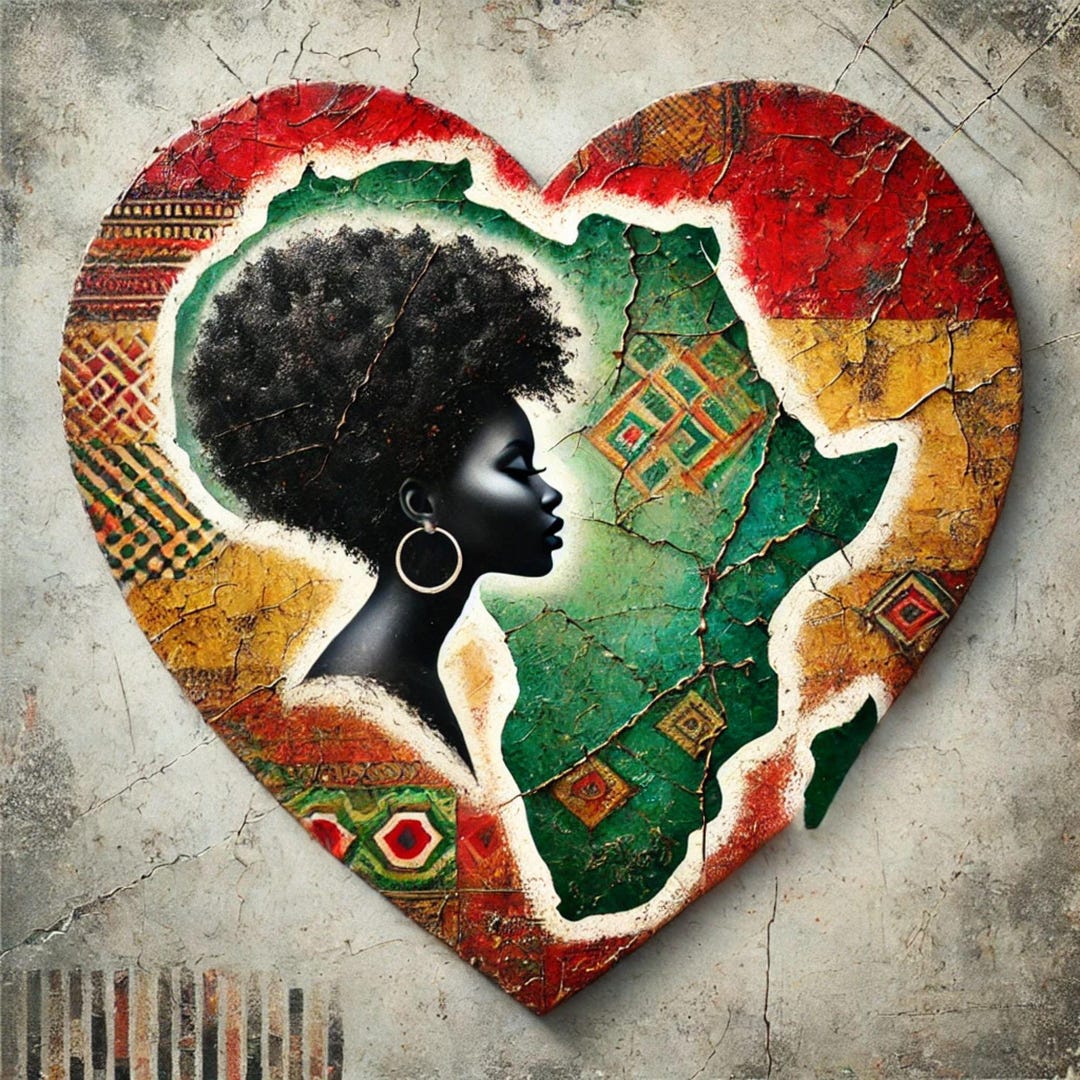 Afrocentric Heart and Africa Map Wall Art, Black History Month Decor ...
