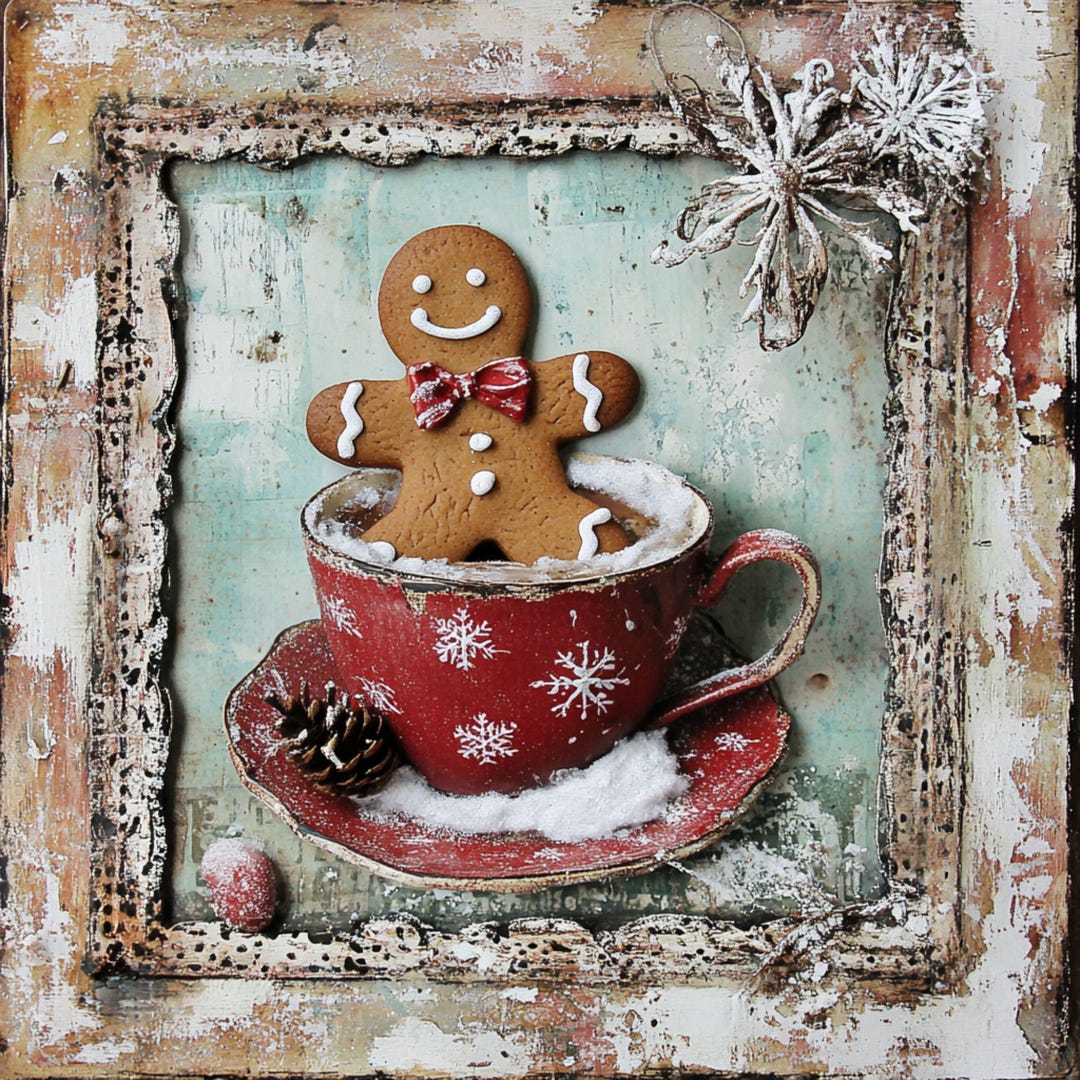 Gingerbread Man Teacup Sign – Vintage Christmas Cocoa Decor - Etsy