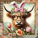 Spring Highland Cow Sign - Easter Bunny Farmhouse Metal Wall Art ...