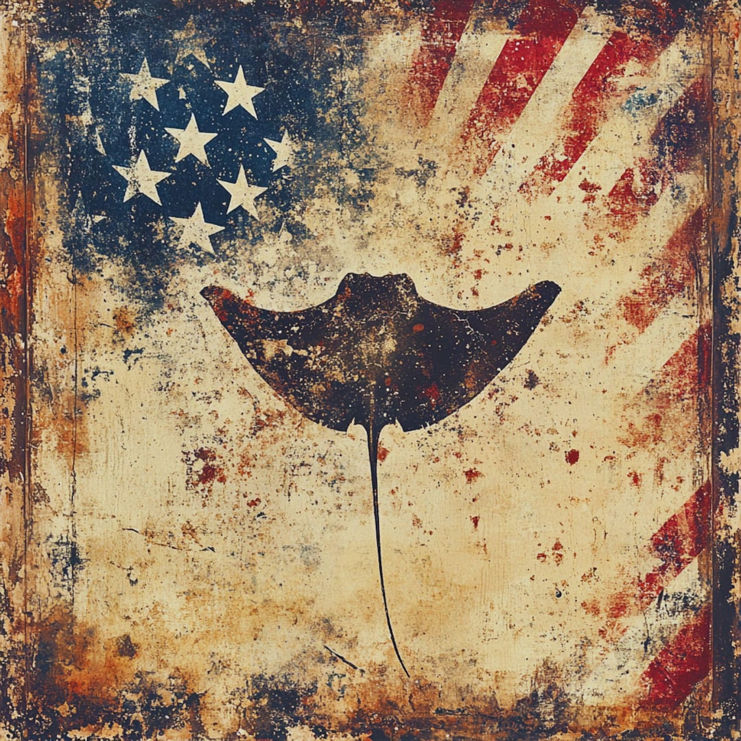 Stingray Metal Wall Art, Rustic American Flag Sign, 10x10 Coastal Home ...