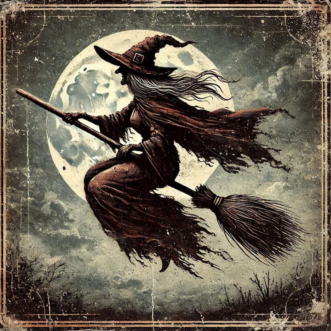 Vintage Witch Flying Sign: Halloween Spooky Metal Wall Art - Etsy