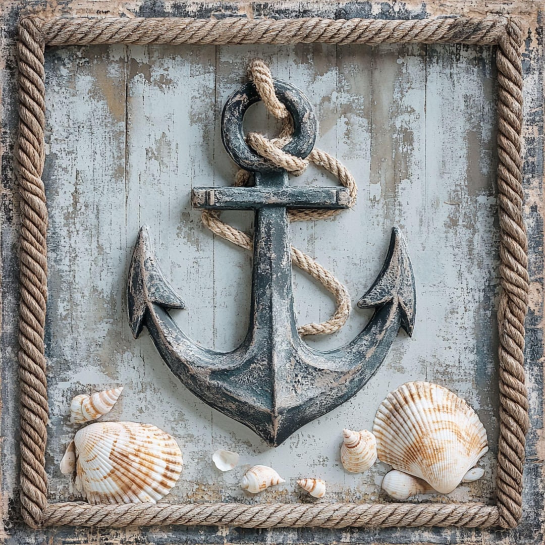Nautical Anchor Metal Sign – Rustic Coastal Wall Decor, Beach House ...
