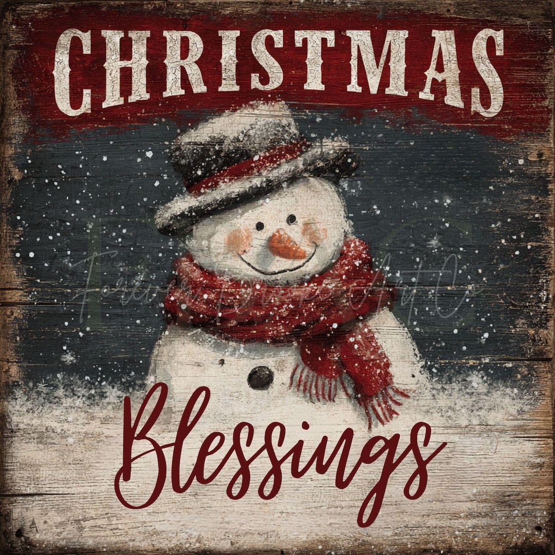 Rustic Christmas Blessings Snowman Sign – Farmhouse Winter Wall Decor ...