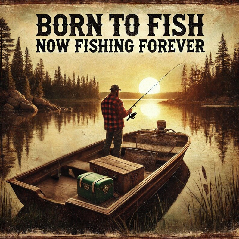 Born to Fish Now Fishing Forever Sign – 10x10 Memorial Aluminum Sign ...