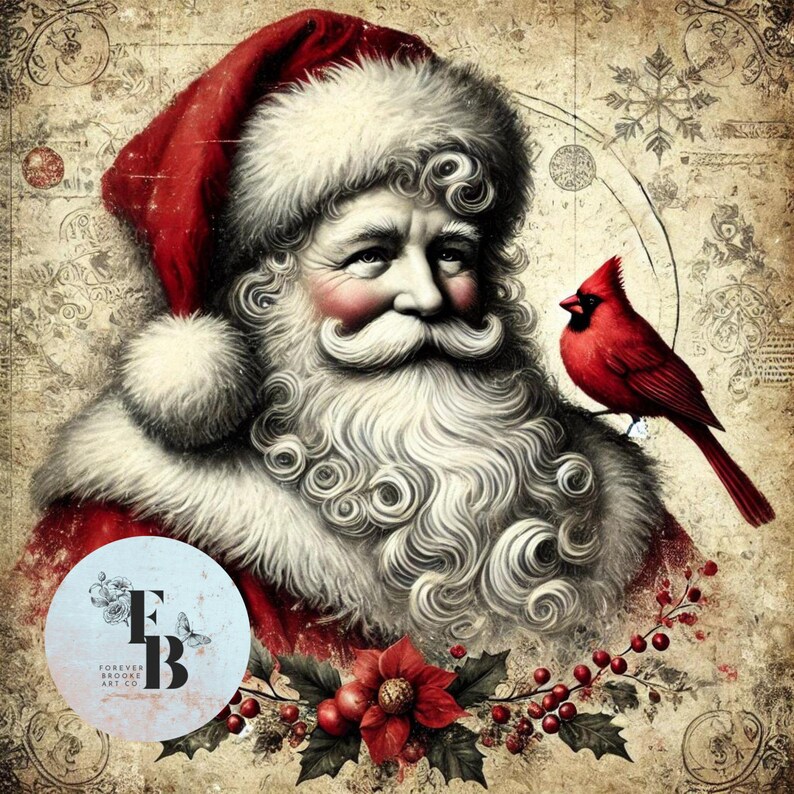 Old Santa Face PNG, Old World Style Santa Sublimation Image, Digital ...