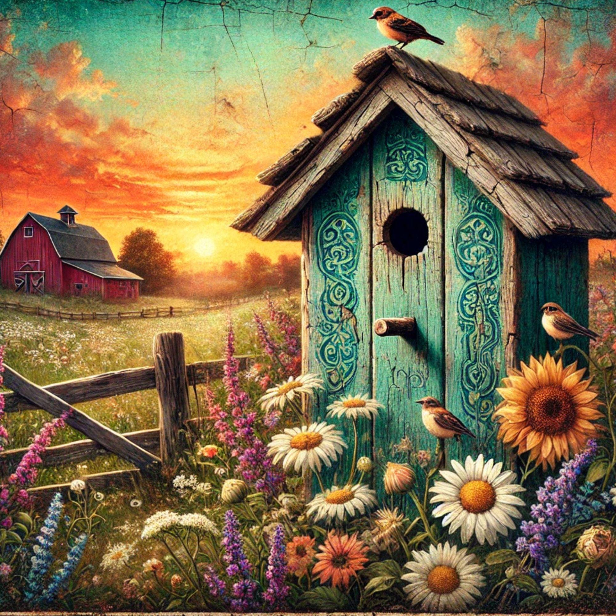 Rustic Birdhouse Aluminum Sign – Farmhouse Floral Meadow Wall Art - Etsy